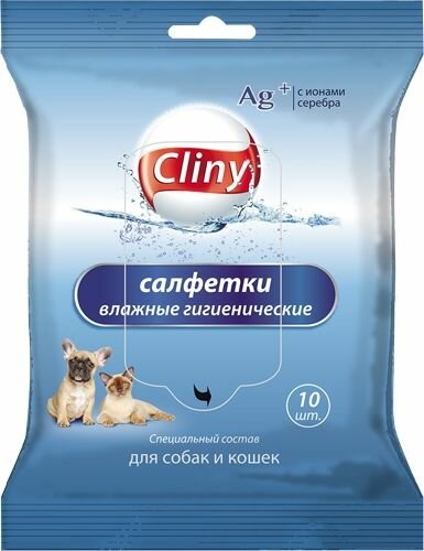 Экопром Салфетки влажные гигиенические Cliny для собак и кошек 10 шт/уп