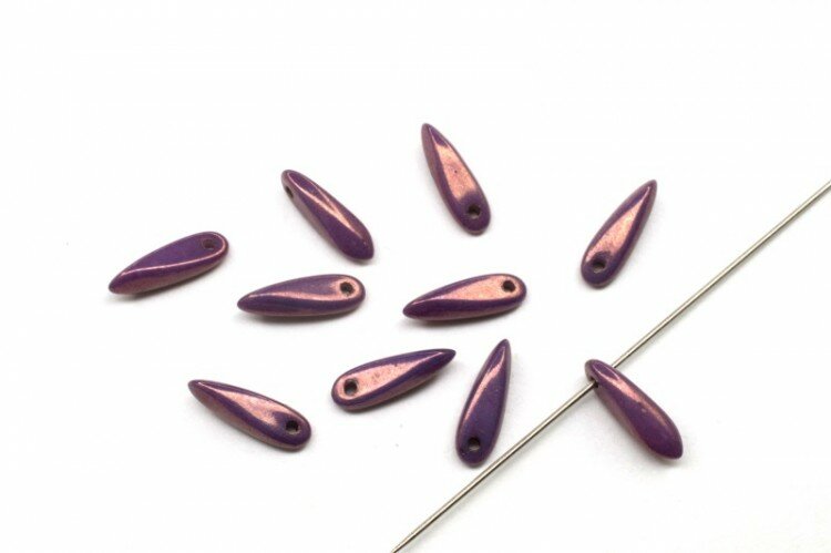 Бусины Dagger beads 11х3мм, отверстие 0,8мм, цвет 03000/15726 фиолетовый глянцевый, 736-026, 10шт