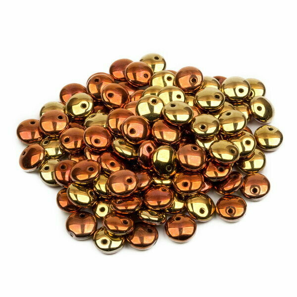 Стеклянные чешские бусины, Lentils, 6 мм, цвет Jet California Gold Rush, 100 шт.