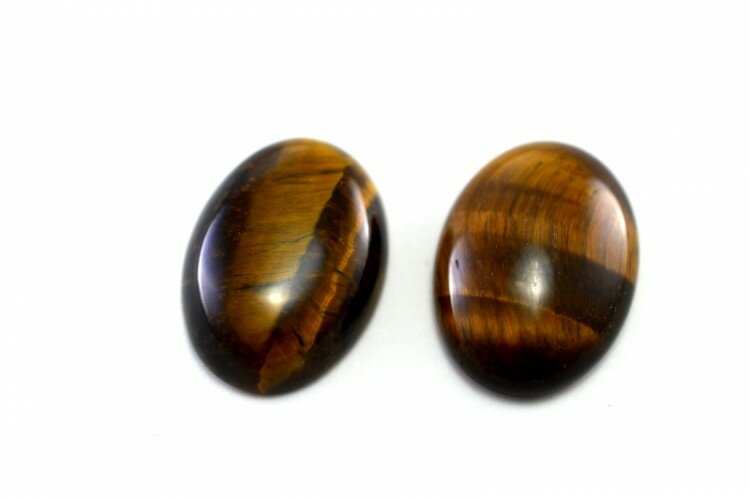 Кабошон овальный 25х18мм, Тигровый глаз, оттенок коричневый с прожилками, 2003-002, 1шт