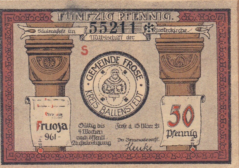 Германия (Веймарская Республика) Фрозе 50 пфеннигов 1921 г. (S) (2)