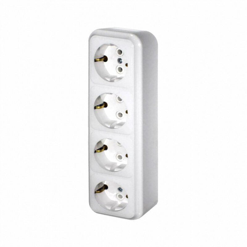Розетка BYLECTRICA Пралеска четырехместная, для открытой установки, с заземляющим контакта