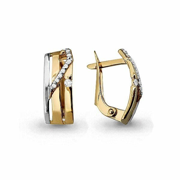 Серьги, красное золото, 375 проба, фианит