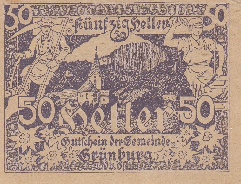 Австрия, Грюнбург 50 геллеров 1920 г.