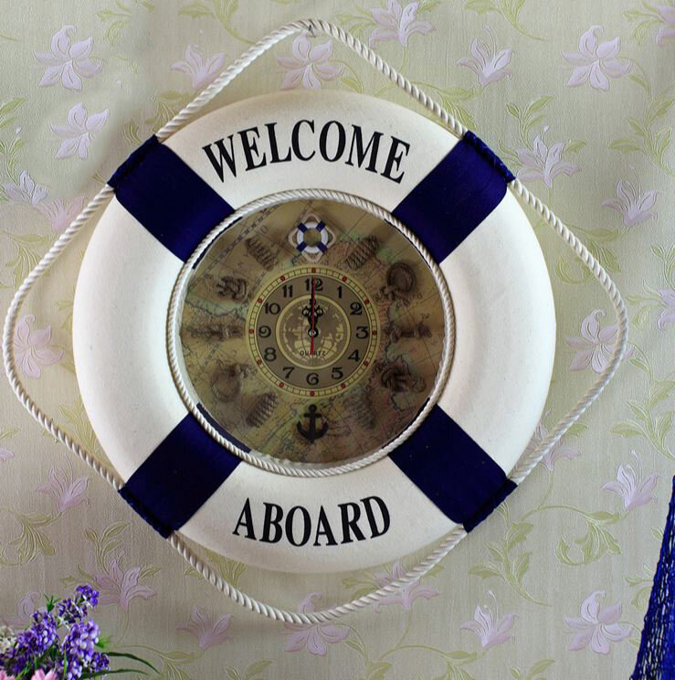 Часы настенные . Спасательный круг. 45x45x7см синие