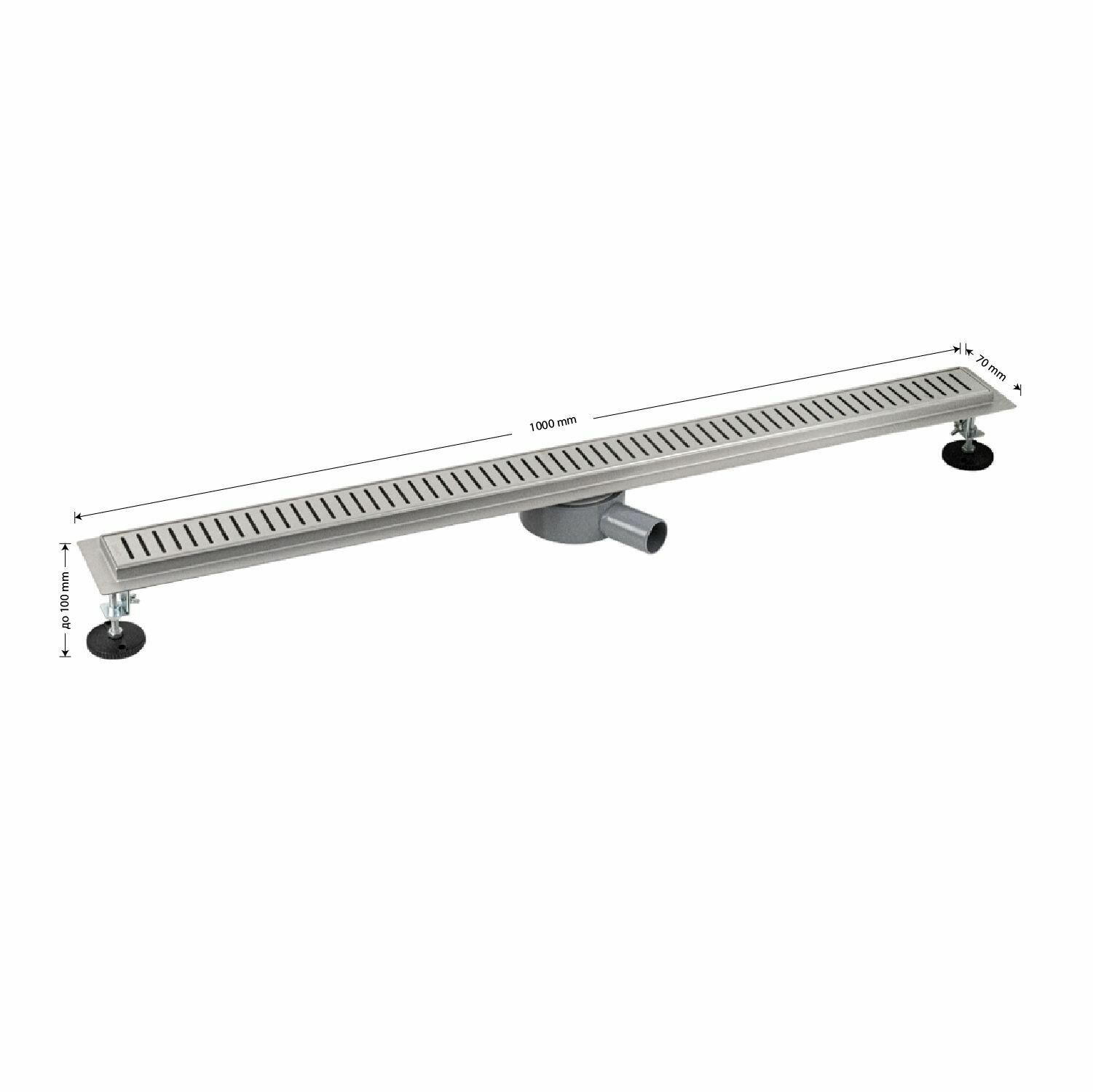 Трап линейный санакс 1000х70мм горизонтальный, под плитку нержавеющая сталь 00141