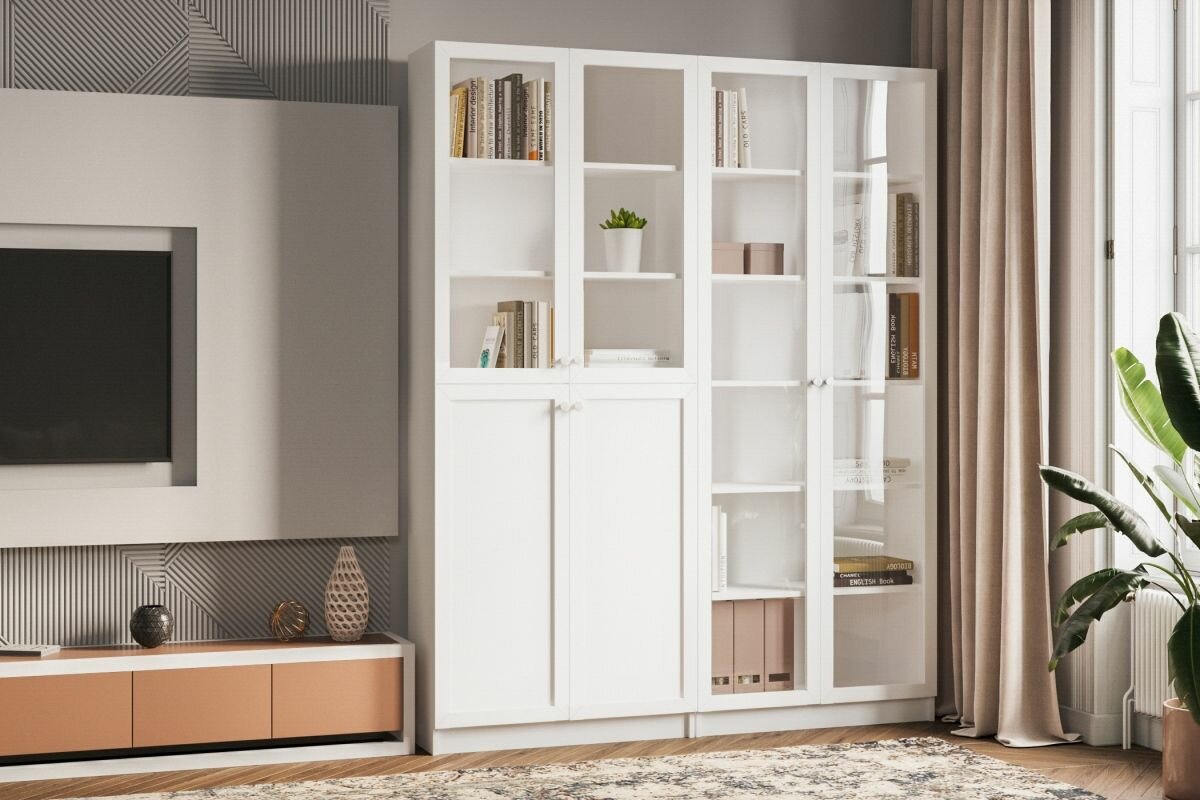 Библиотека Билли-13 Белый для документов для книг для обуви для одежды для посуды восьмидверный 160*202*30