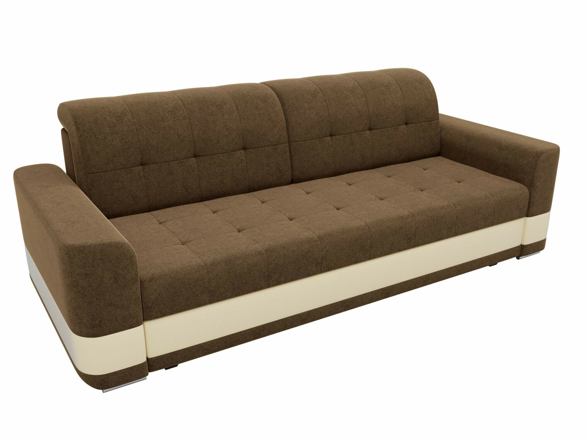 Artum Диван еврокнижка Честер вельвет коричневый вставка эко кожа бежевая