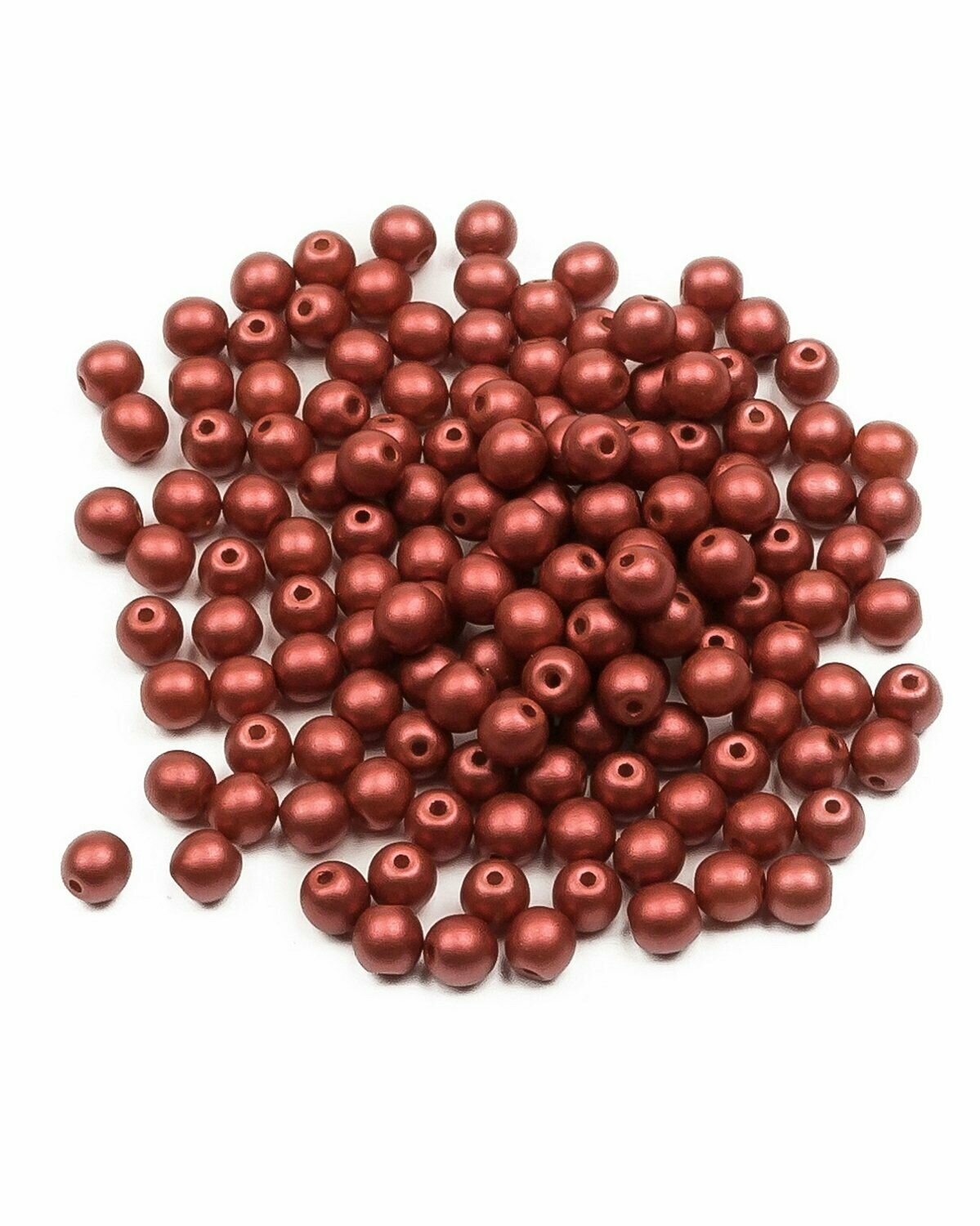 Стеклянные чешские бусины, круглые, Round Beads, 4 мм, цвет Alabaster Metallic Red, 150 шт.