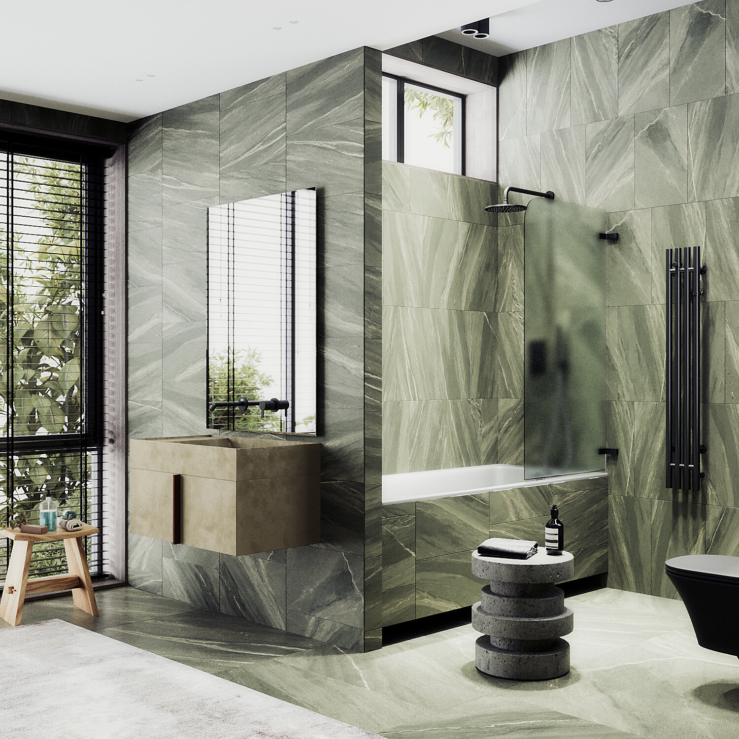 Шторка для ванны MaybahGlass 40х170 MGV-650-6 стекло сатин, профиль черный