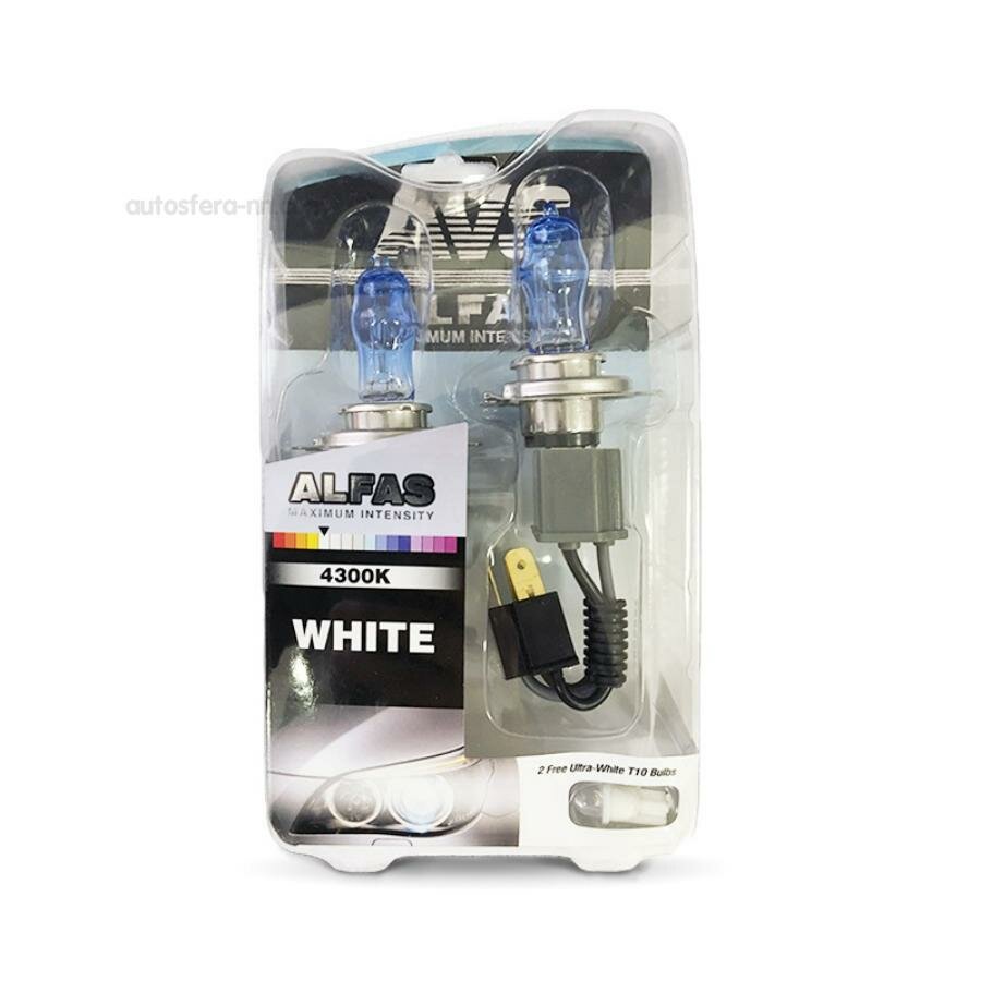 AVS A07235S Лампа газонаполненная H4 12V 75/85W AVS ALFAS Maximum Intensity кт.2+2Т-10 (4300K)