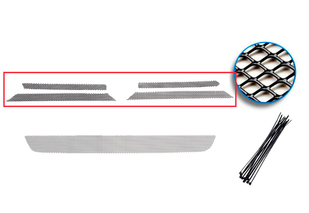 Защитная сетка радиатора для VOLKSWAGEN TIGUAN 2011-2016 (I рестайлинг), верх, 4шт