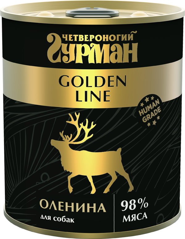 Корм влажный Четвероногий Гурман Golden Line оленина в желе для взрослых собак (340 г)