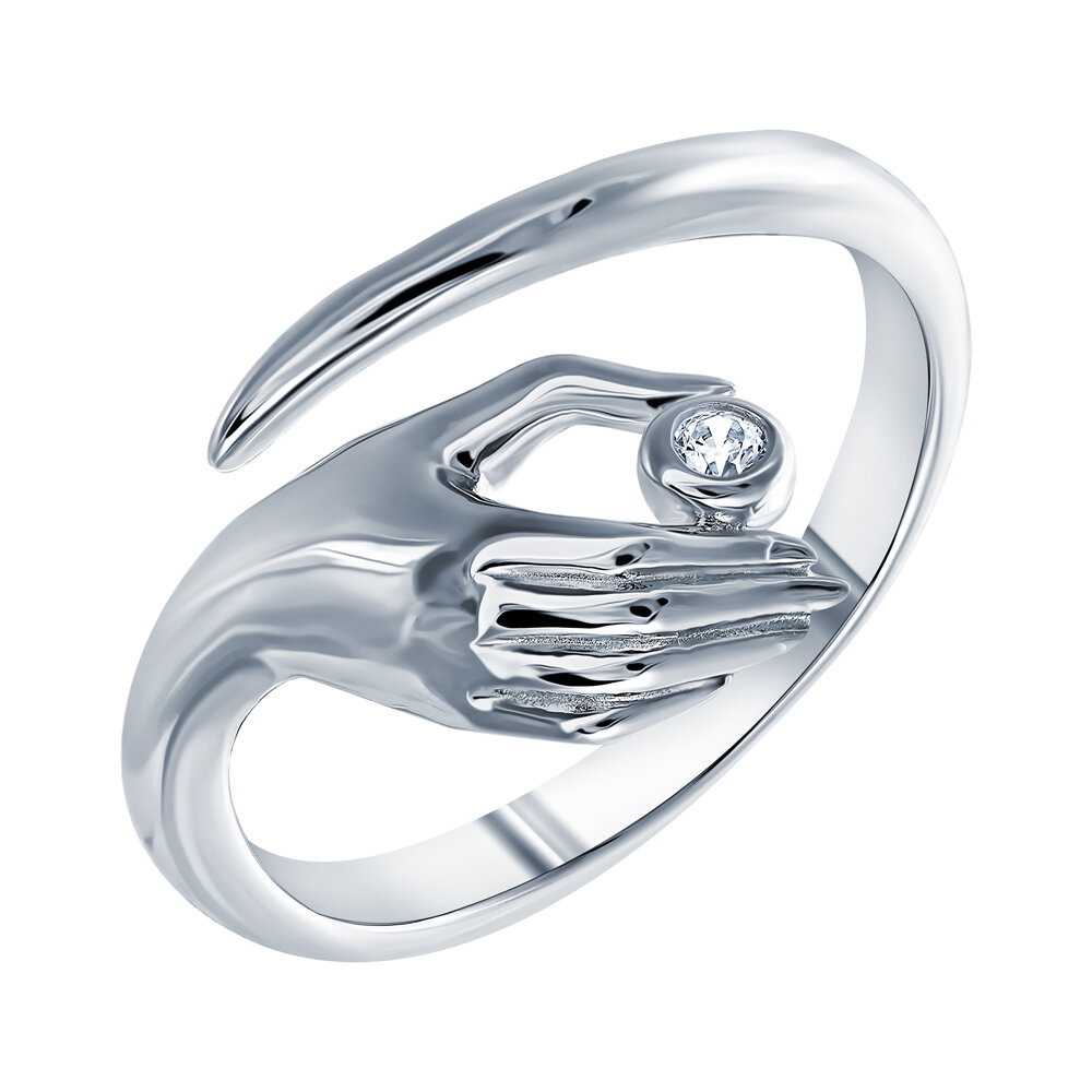 Кольцо, серебро, 925 проба, фианит