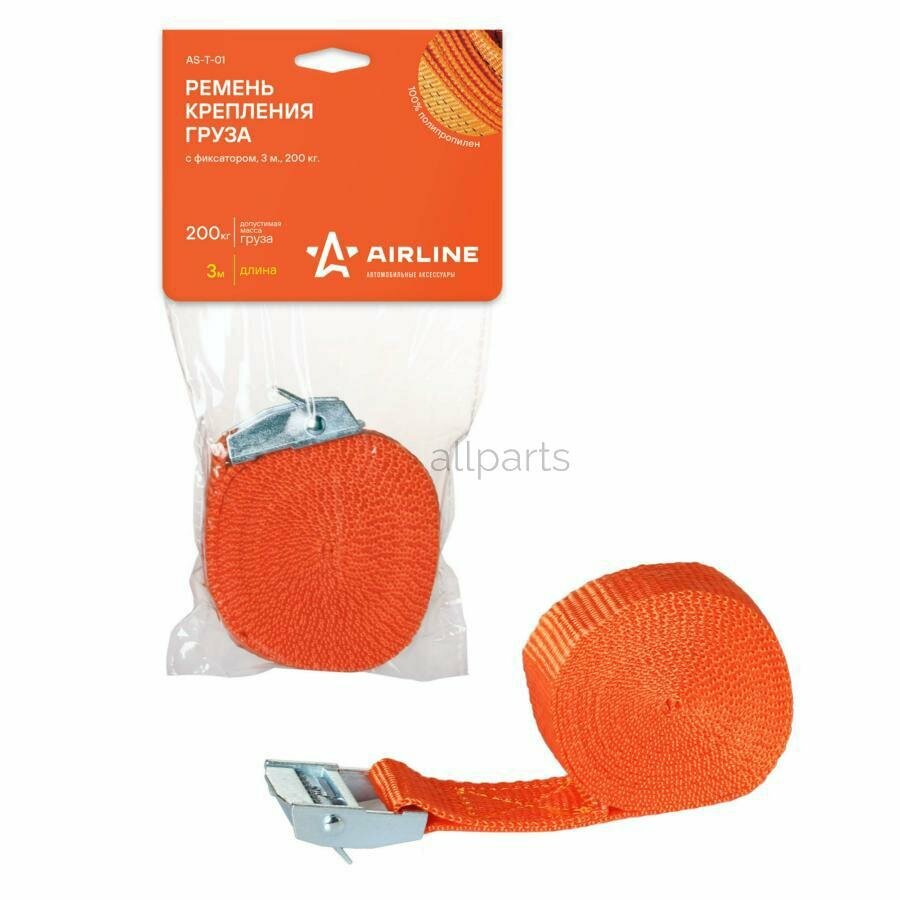 AIRLINE AS-T-01 Ремень крепления груза с фиксатором 200 кг, 3 м AIRLINE AS-T-01