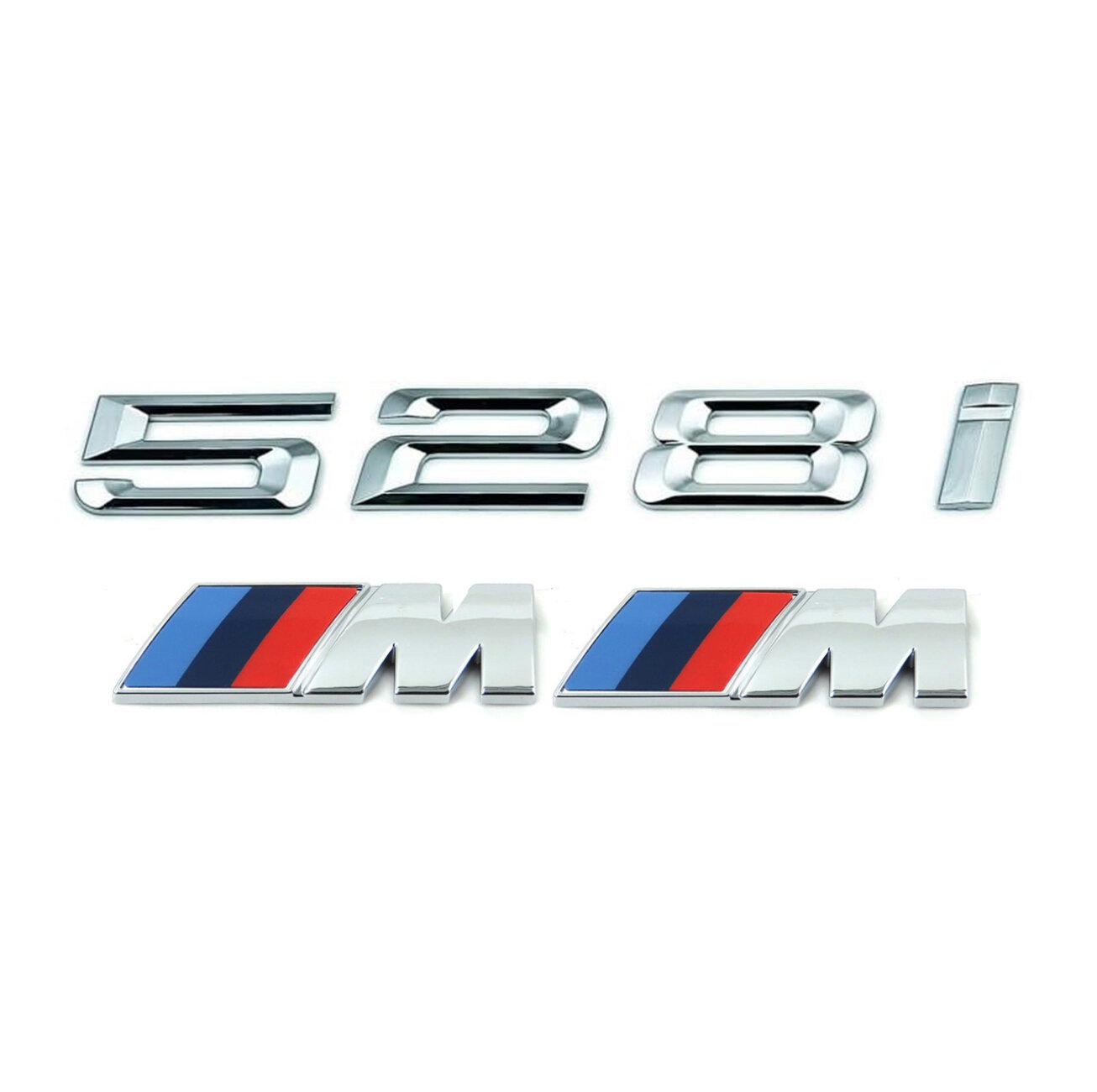 Комплект: шильдик на багажник длям BMW 528d + 2 эмблемы на крыло M-performance хром