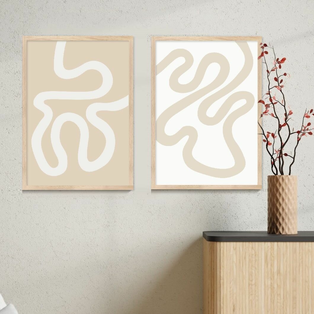 Постер 2 шт 60х90 без рамки "Абстракция, ленты" набор картин для интерьера