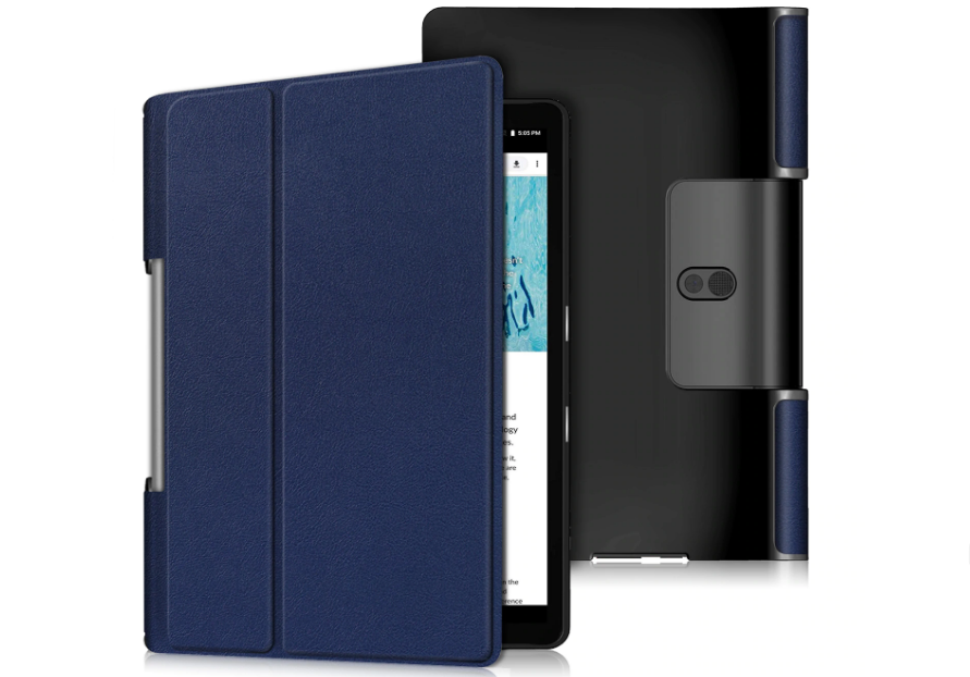 Чехол-обложка MyPads для Lenovo Yoga Smart Tab YT-X705F тонкий умный кожаный на пластиковой основе с трансформацией в подставку синий