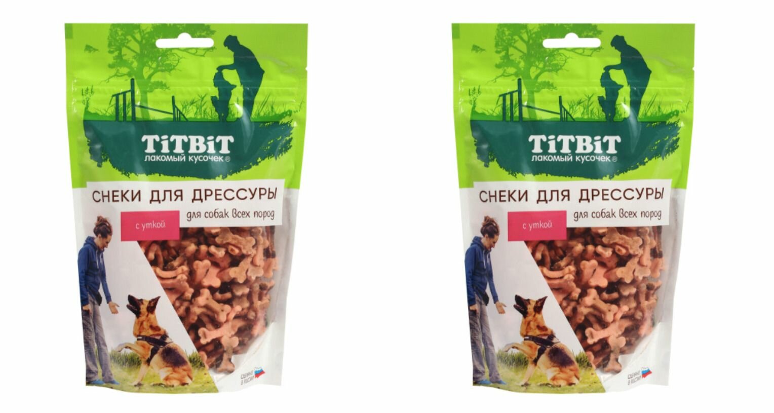 Titbit Лакомство для собак Снеки для дрессуры с уткой, 100 г, 2 уп