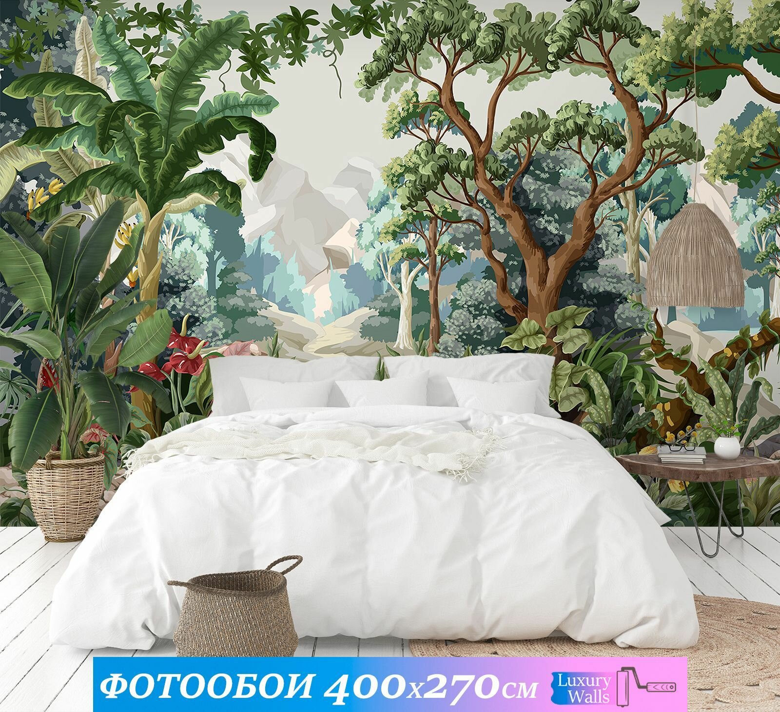 Фотообои на стену флизелиновые 3d Деревья Листья 400х270 см Luxury Walls AM10304