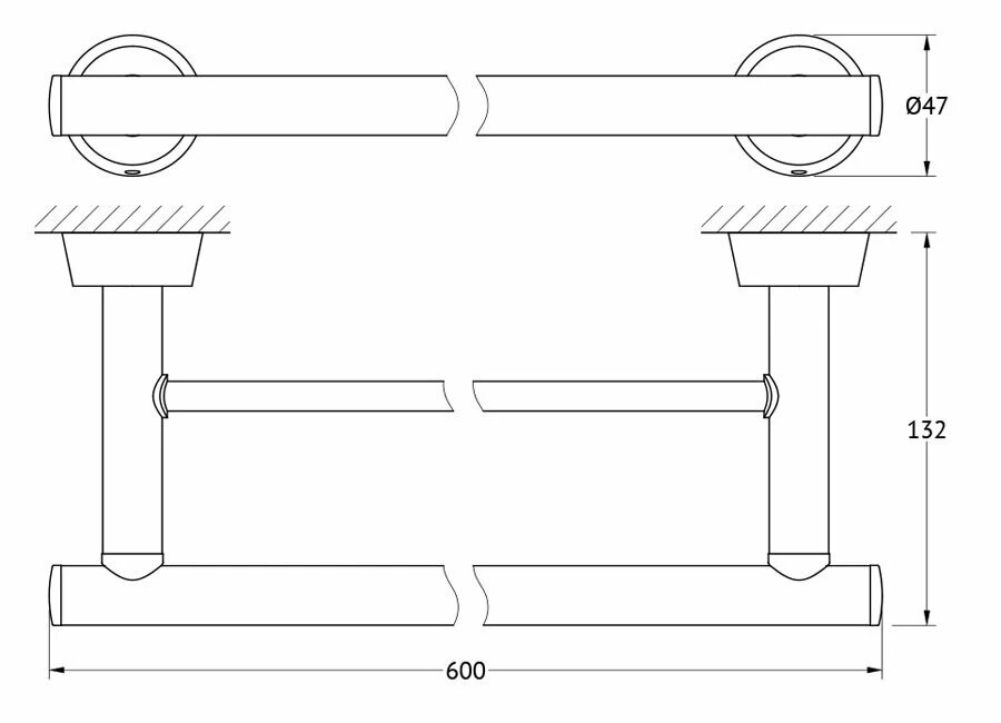 Полотенцедержатель 60 см FBS Vizovice VIZ 037