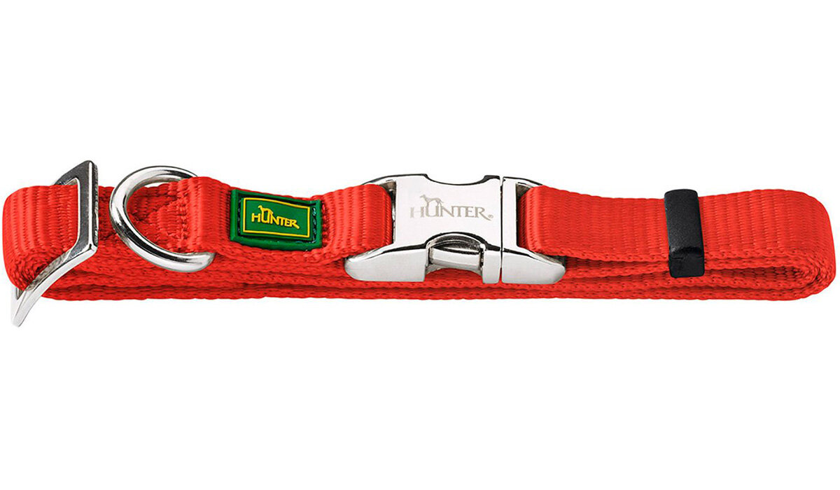 Ошейник для собак нейлон с металлической застежкой красный 40 – 55 см Hunter ALU-Strong