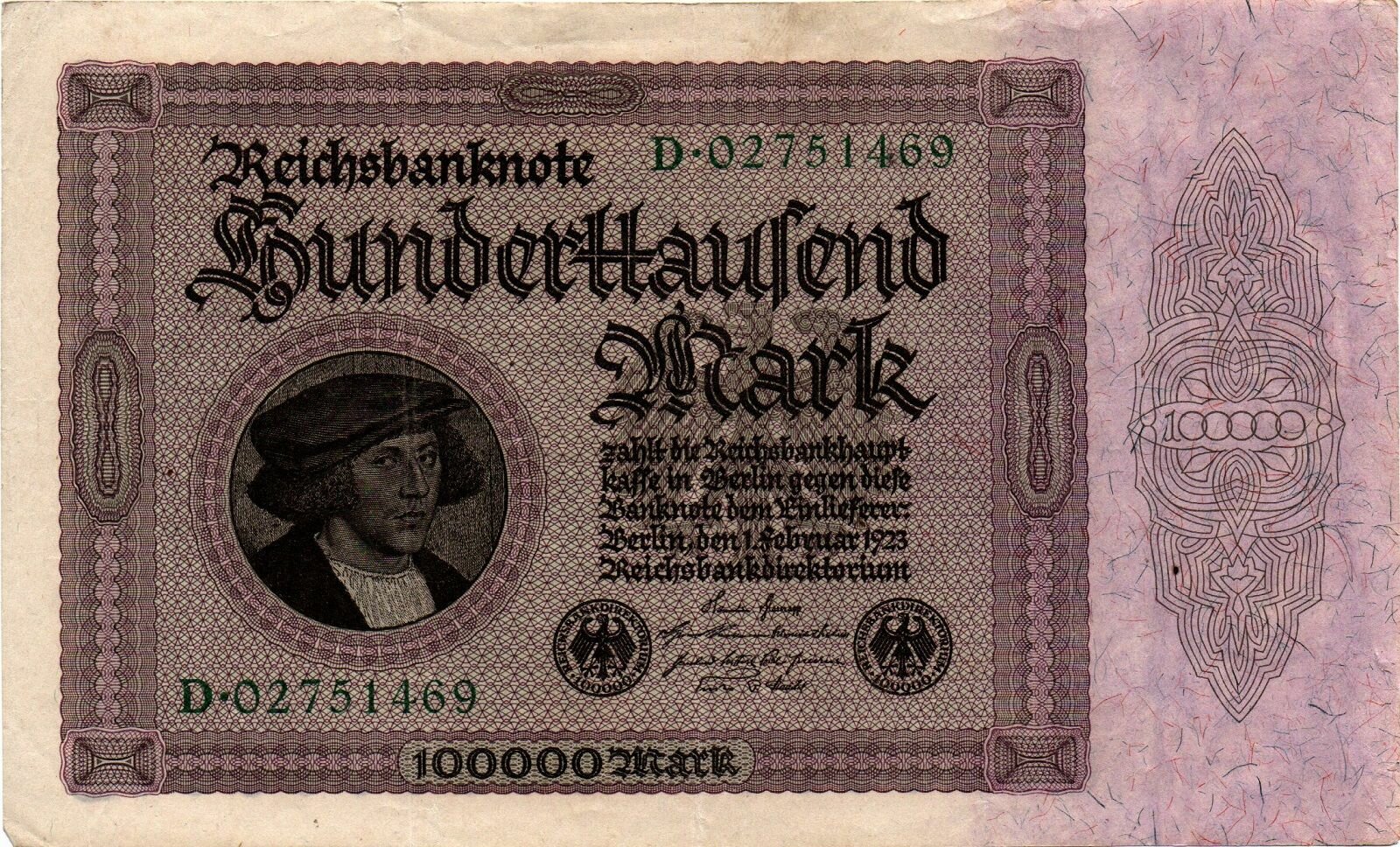 100000 марок 1923 года М 02780760