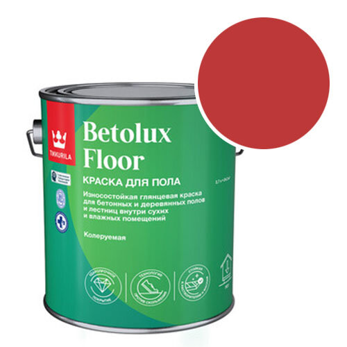 Краска Tikkurila Betolux Floor для полов глянцевая RAL 3020 (Транспортный красный - Traffic red) 2,7 л