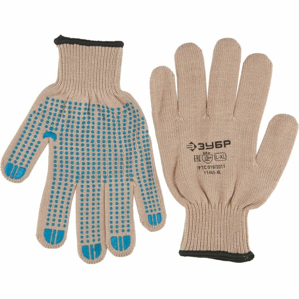 ЗУБР енисей р. L-XL, перчатки утепленные акриловые, с противоскользящим ПВХ покрытием, 11463-XL