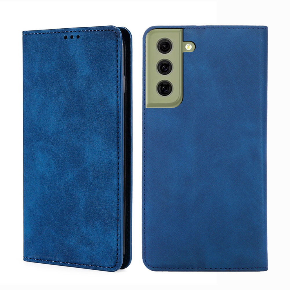 Чехол-книжка MyPads для Samsung Galaxy S21 FE 5G (SM-G990) / Самсунг S21 FE мягкое прикосновение (синий)