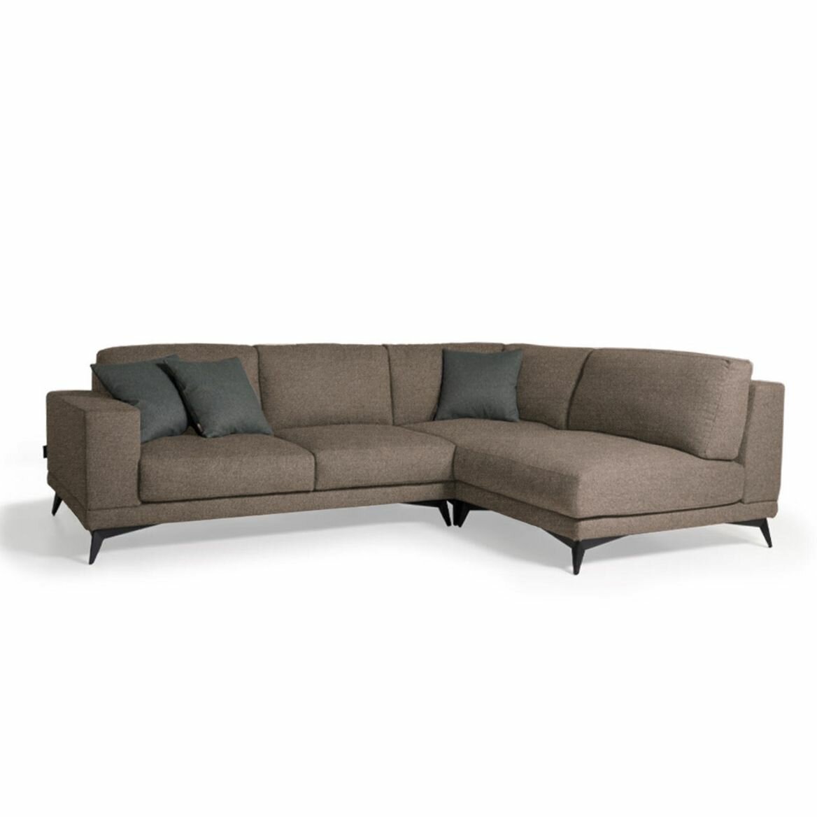 Диван Бергамо правый с оттоманкой со спинкой в ппремиальном велюре 2,55м/09