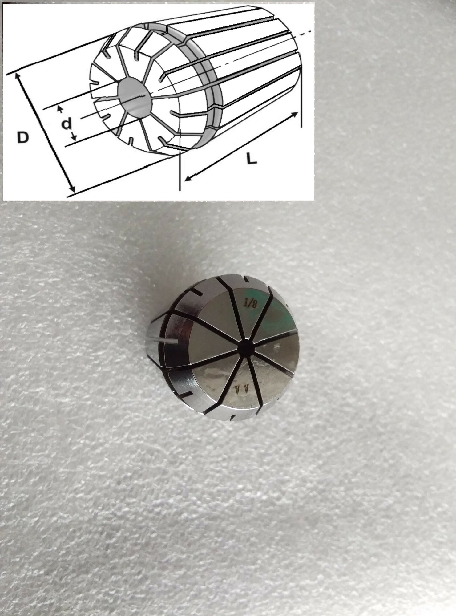 Цанга ER25-1/8, D-25/ d-3 - 3.175/L-34 AA series для ЧПУ станка