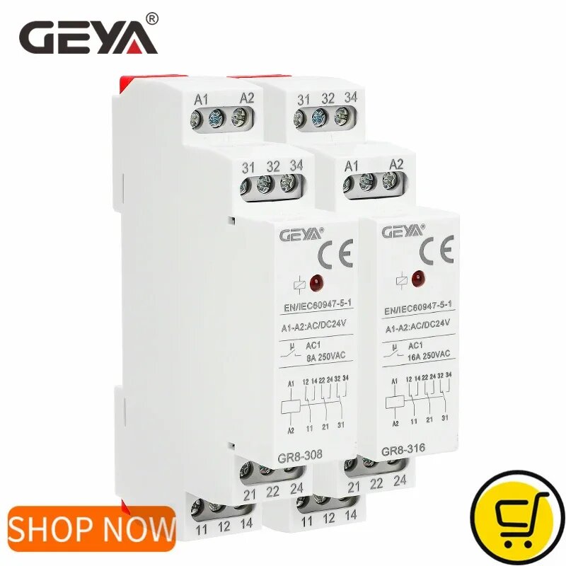 Промежуточное реле GEYA GR8 12V 24V 48V 8A 16A ACDC48V, GR8-308