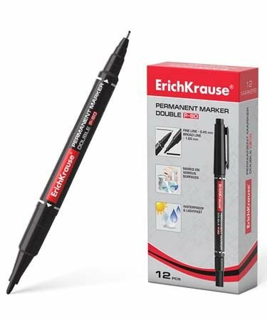 Маркер перманентный Er.Krause Double P-80 двустор. черный 0.5-1.65 мм 48183 . Комплект из 12 маркеров