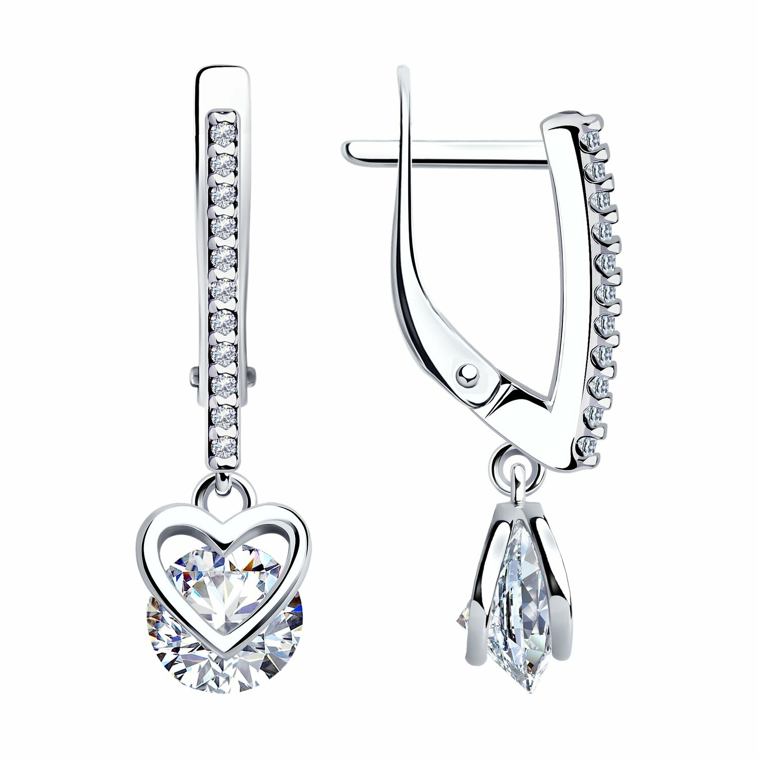 Серьги Яхонт, серебро, 925 проба, фианит