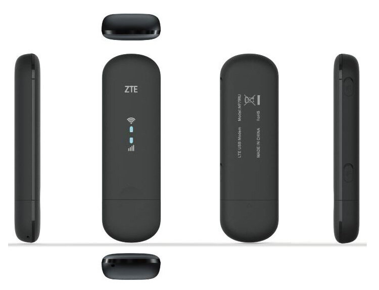 Модем ZTE 2G/3G/4G, USB, Wi-Fi, Firewall, Router внешний, черный (MF79N)