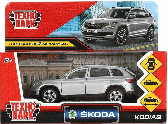 Машина металл SKODA KODIAQ матовый 12 см, двери, багаж,