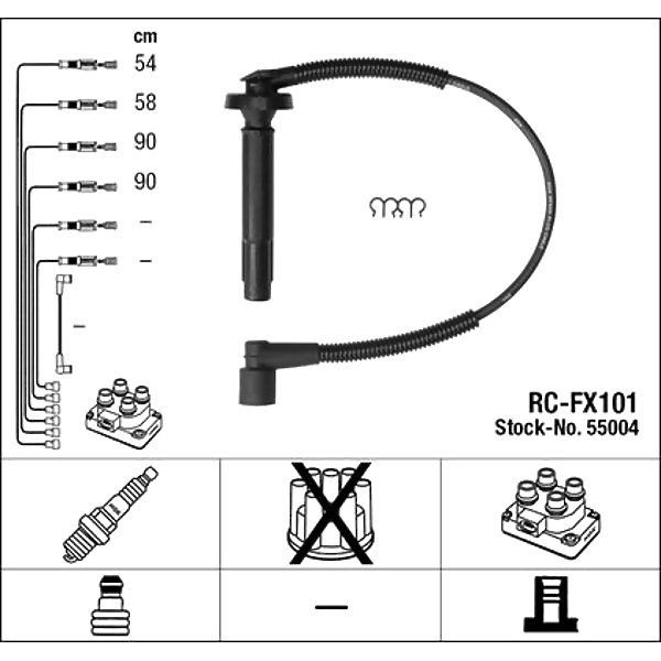 NGK 55004 комплект в / в проводов rc-fx101