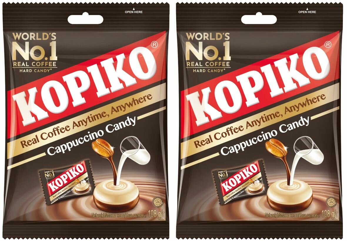 KOPIKO Кофейные конфеты Cappuccino Candy, леденцы, 108 г, 2 уп.
