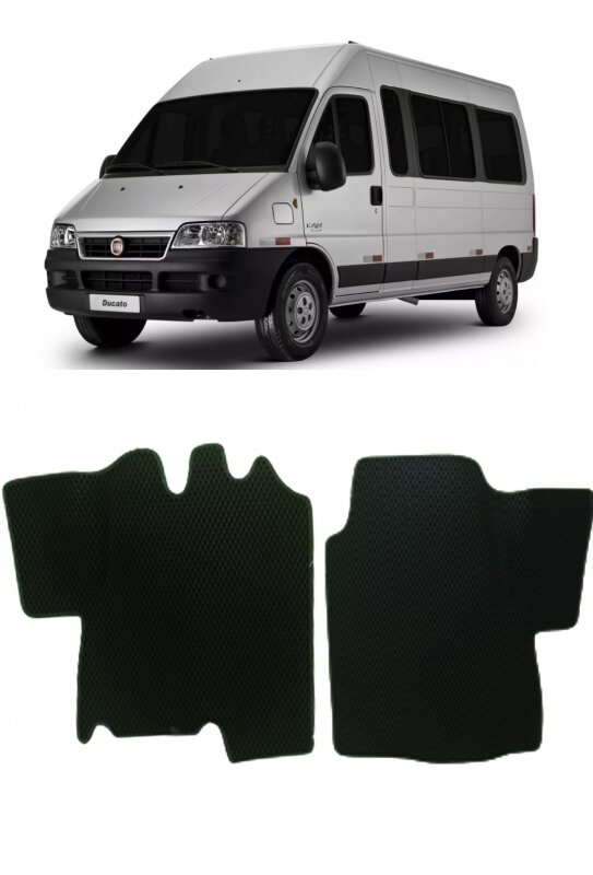 Ева коврики Fiat Ducato (244) 2006 - 2014/ Ева ЭВА сота/ цвет Черный c черной окантовкой / EVA Smart / коврики в салон автомобиля Фиат