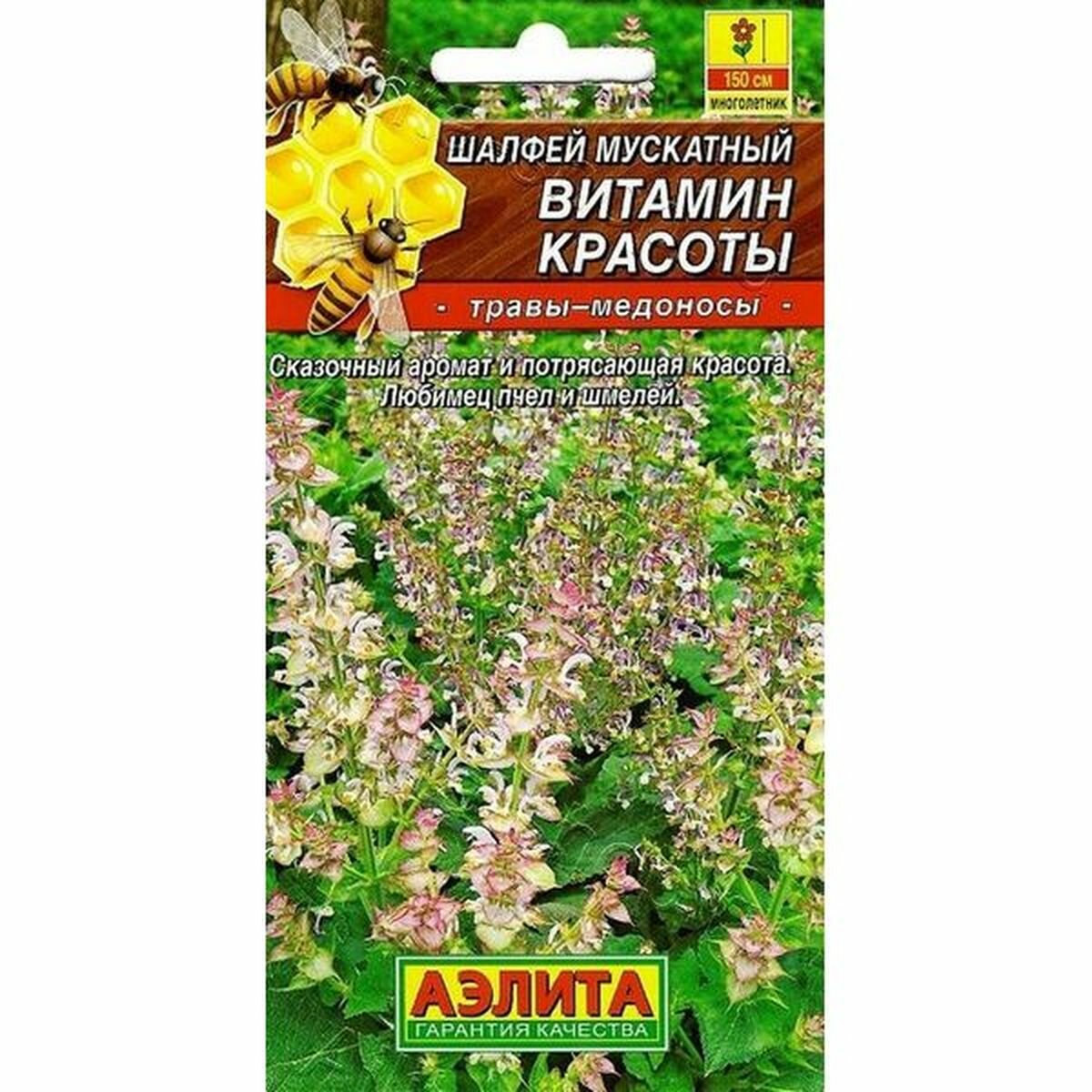 Семена Шалфей Витамин красоты, мускатный, Аэлита - Травы-медоносы, 1 пачка - 0.2г семян