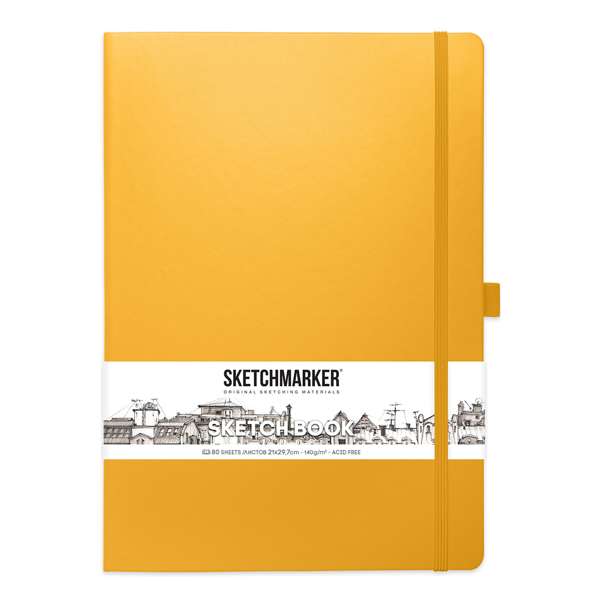 SKETCHMARKER Блокнот для зарисовок A4 140 г/м2 80 л. твердый переплет оранжевый