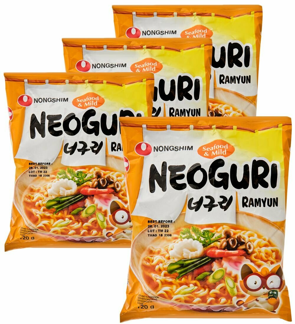 Лапша 'Нонгшим' сушеная Неогури (MILD) 4шт х 120г, Корея
