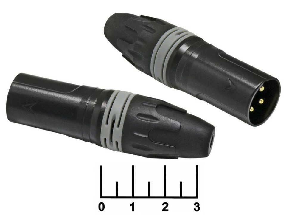 Разъем XLR штекер металл серый gold