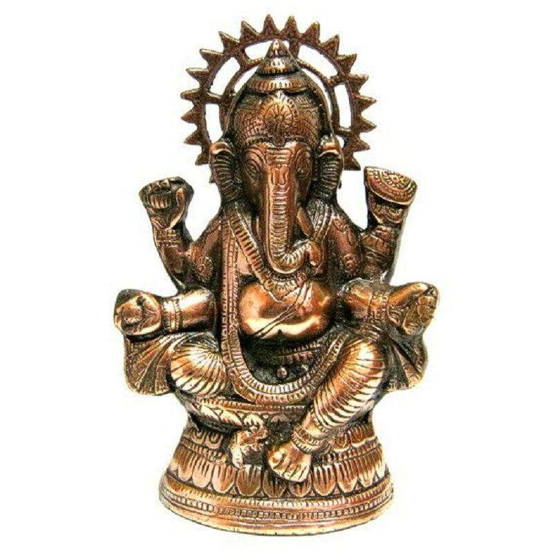 Фигура Ганеша на троне покровитель бизнеса 27см , силумин