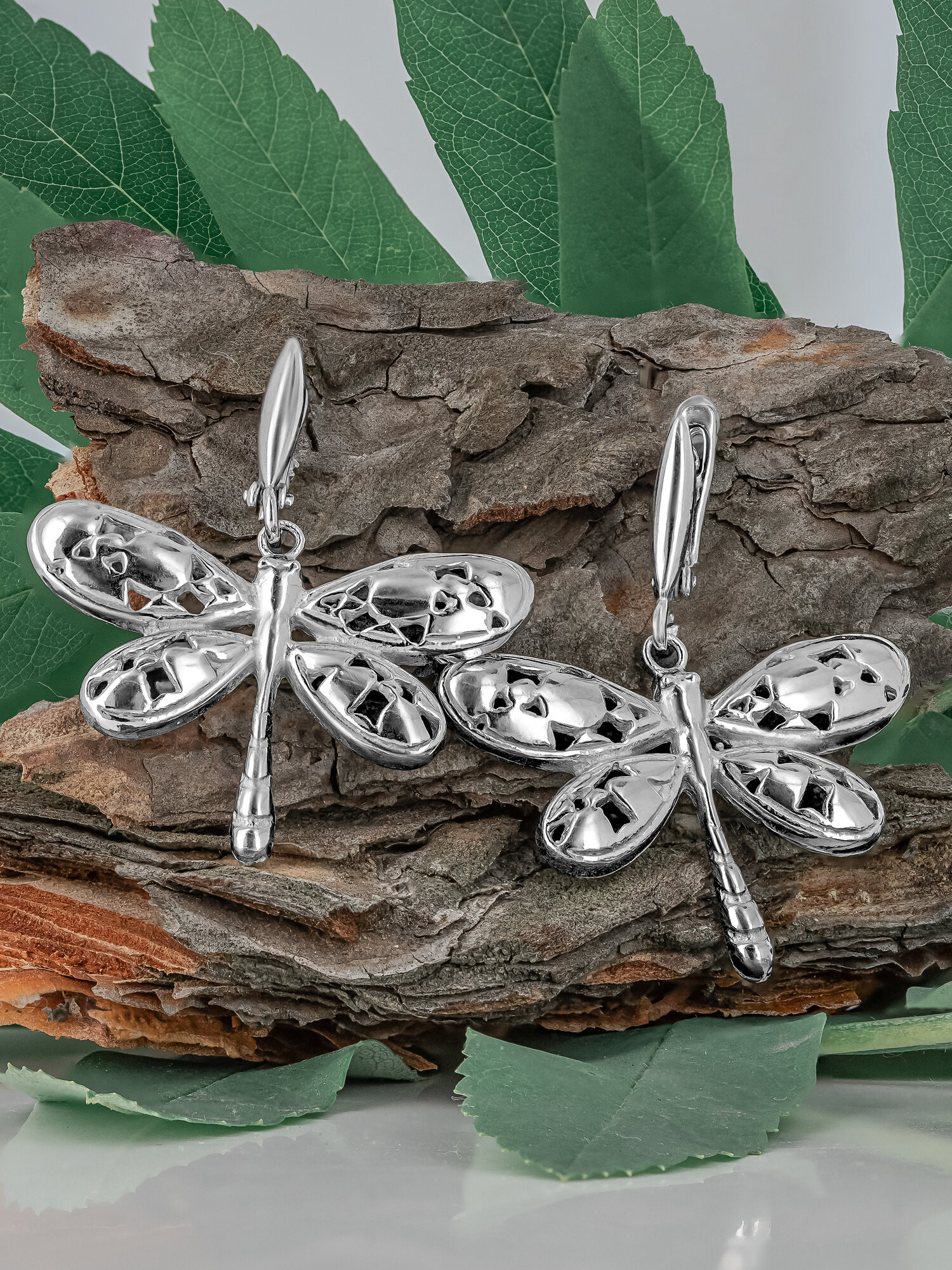 Серьги, серебро, 925 проба, родирование