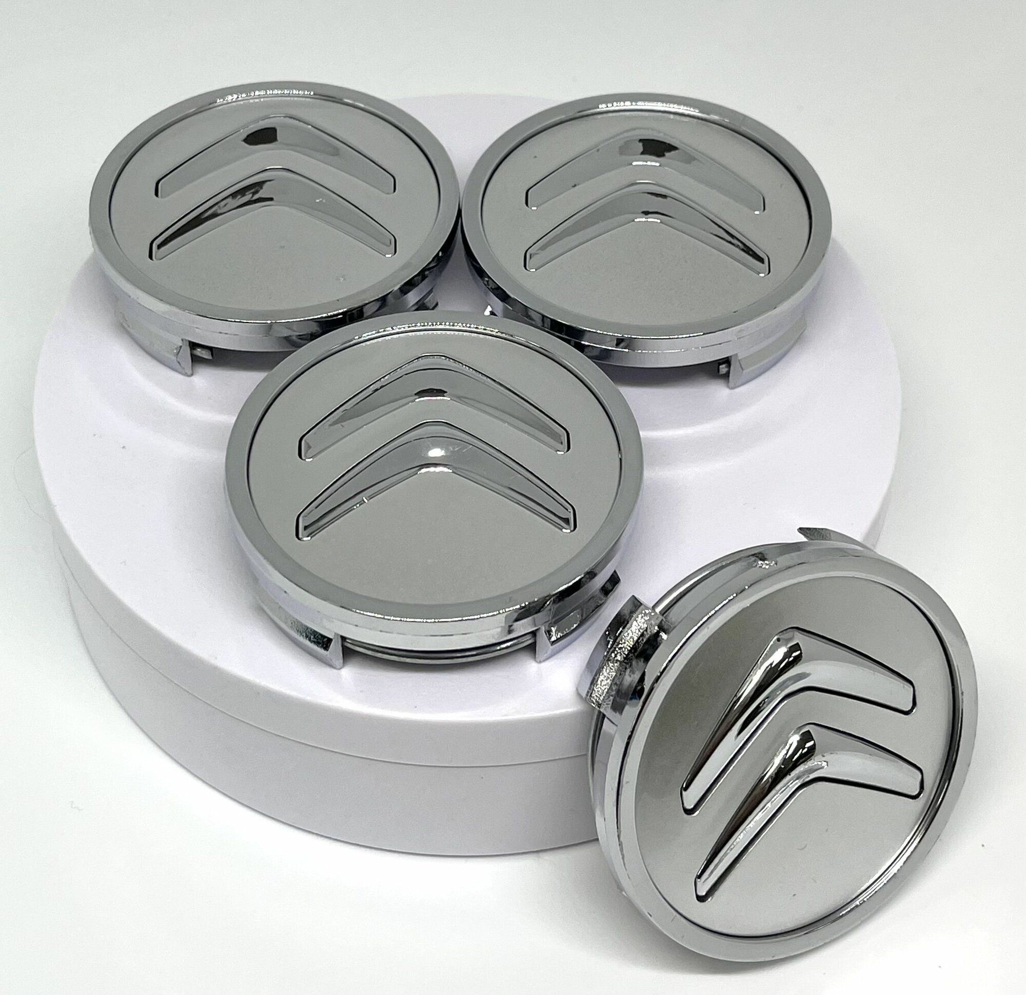 Колпачки заглушки на литые диски Citroen (Ситроен) 60мм 4 штуки серебро