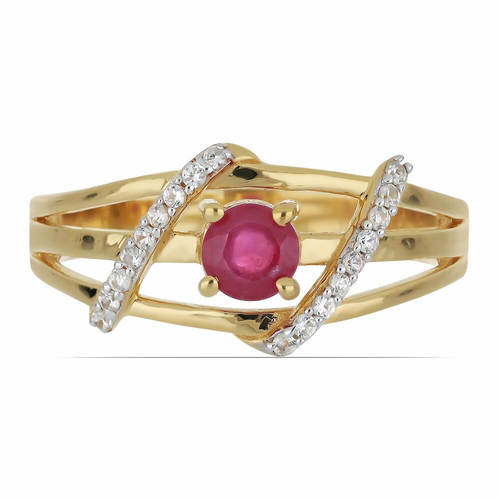 Кольцо, серебро, 925 проба, рубин, циркон