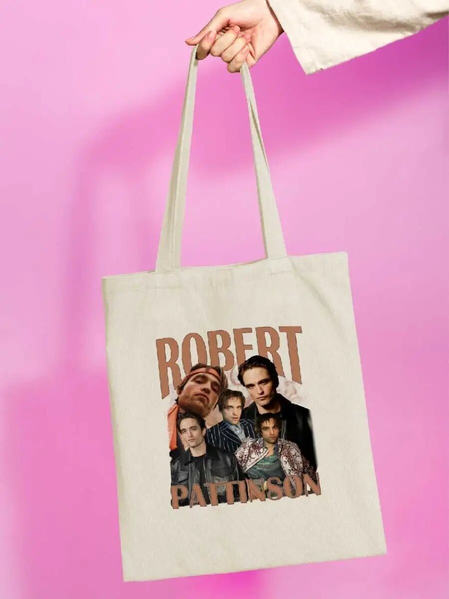Сумка шоппер  с принтом мем Роберт Паттинсон