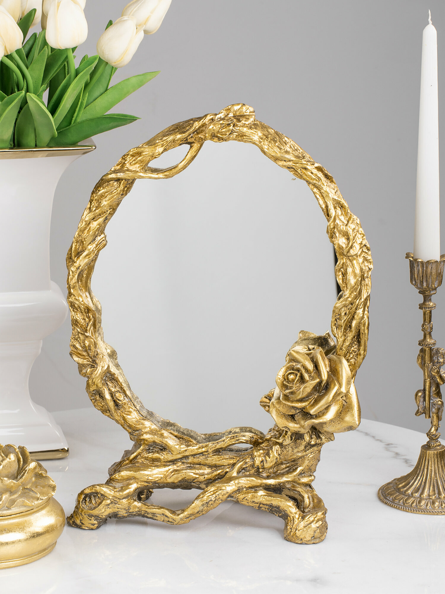 45-022 Зеркало настольное 27 х 14 х 36 см, полисмолы, Glasar